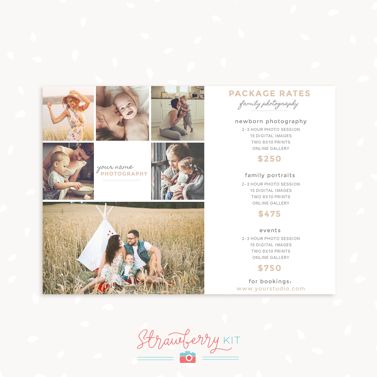 Photography Package Pricing Card Strawberry Kit